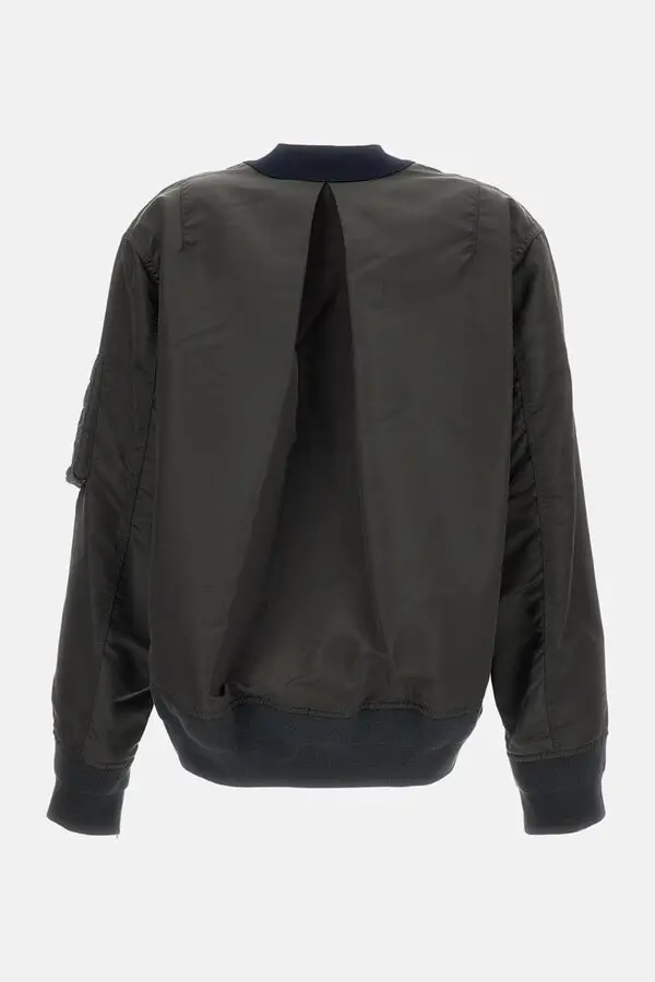 Sacai Nylon Twill And Cotton Knit Cardigan