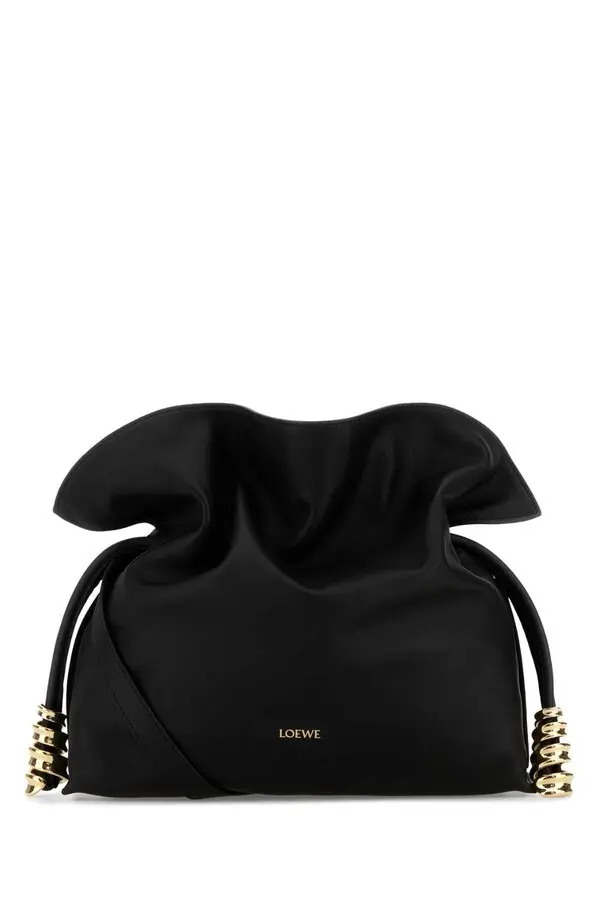 Loewe Leather Medium Coil Flamenco Clutch - Black