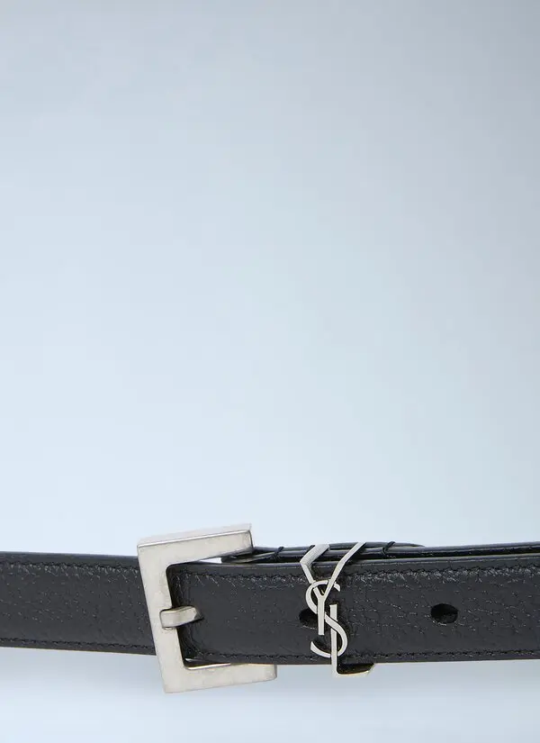 Saint Laurent Cassandre Thin Belt - Black