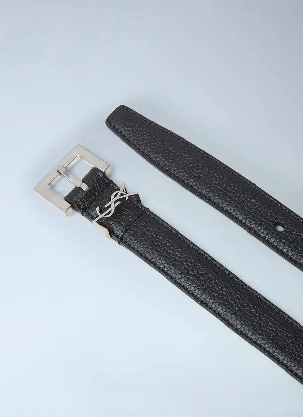 Saint Laurent Cassandre Thin Belt - Black