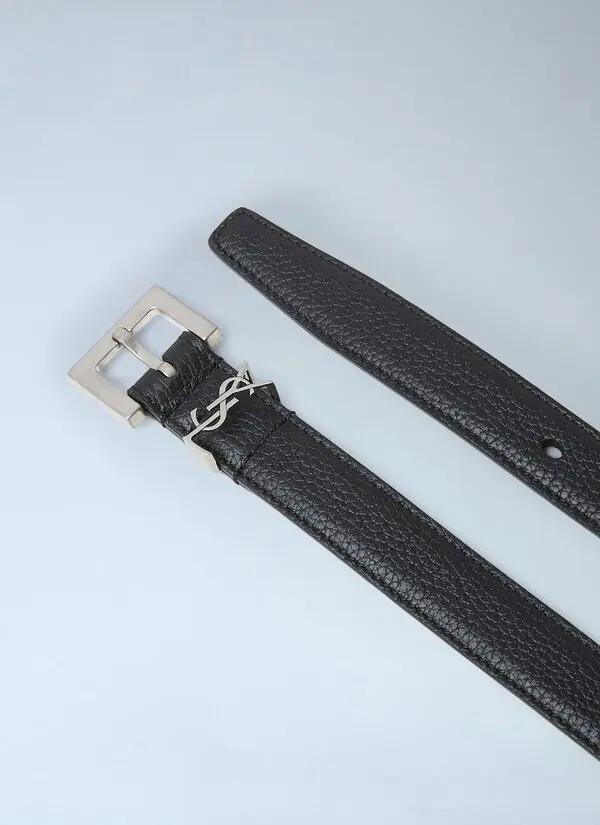 Saint Laurent Cassandre Thin Belt - Black