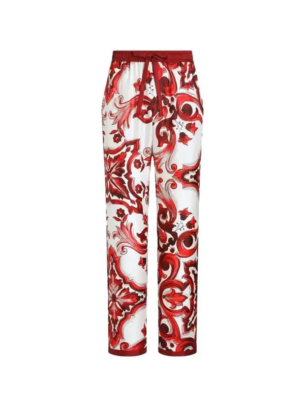 Dolce & Gabbana Majolica Print Twill Vanity Trousers - Red