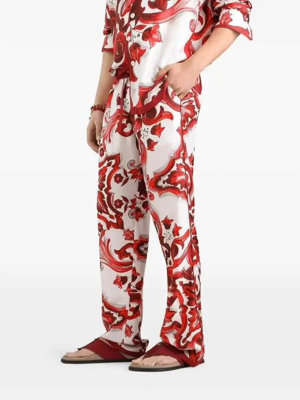 Dolce & Gabbana Majolica Print Twill Vanity Trousers - Red