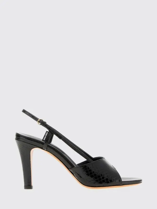 Miu Miu Python Print Leather Heeled Sandals - Black
