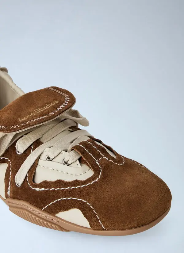Acne Studios Suede Overlays Ballerina Sneakers - Brown