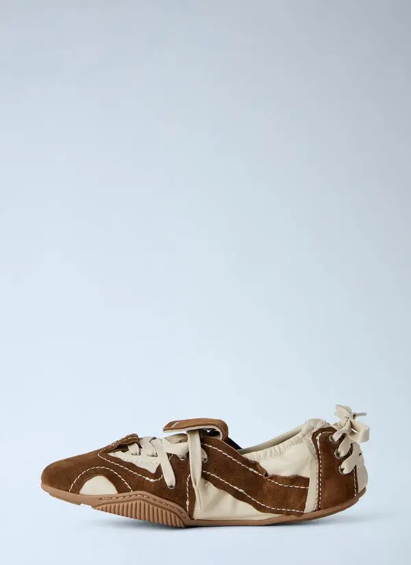 Acne Studios Suede Overlays Ballerina Sneakers - Brown