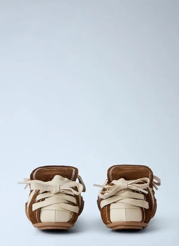 Acne Studios Suede Overlays Ballerina Sneakers - Brown