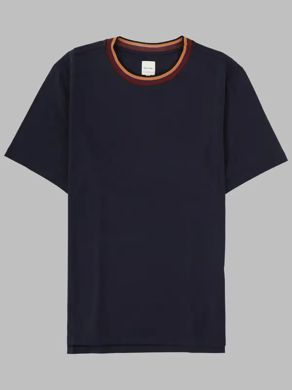 Paul Smith T-shirt Con Collo Stripes Logo - Blue