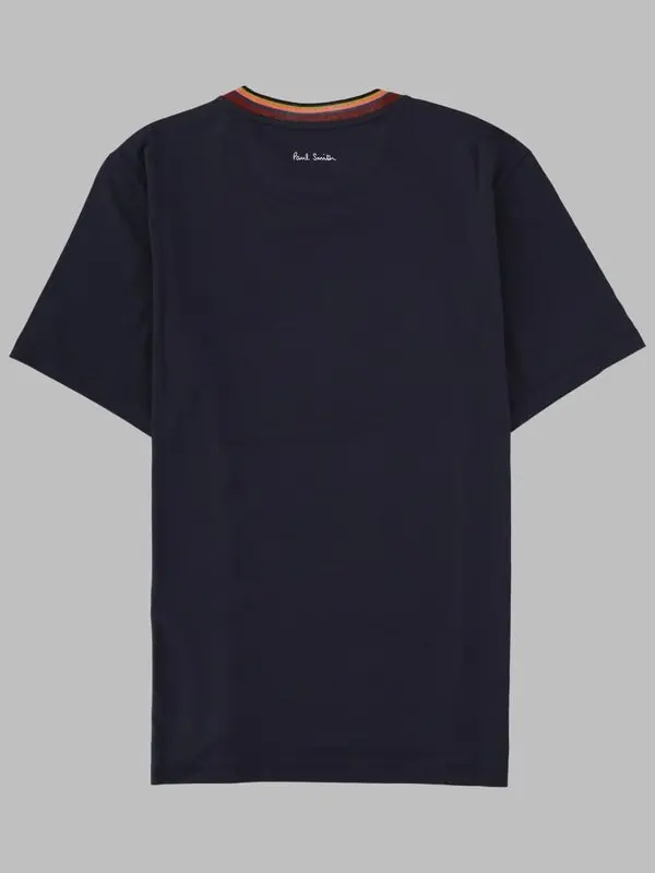 Paul Smith T-shirt Con Collo Stripes Logo - Blue