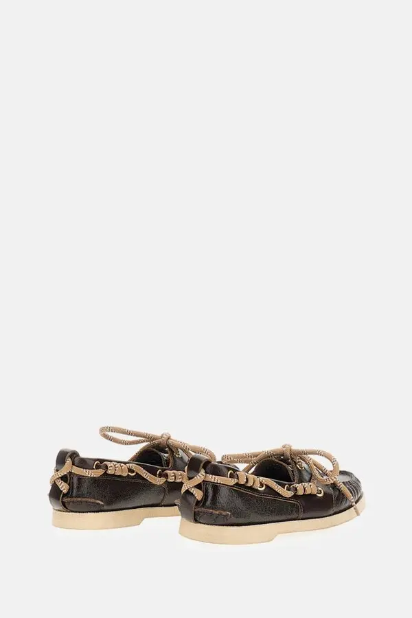 GOLDEN GOOSE Wrinkled Leather Boat Moccasin - Multicolor
