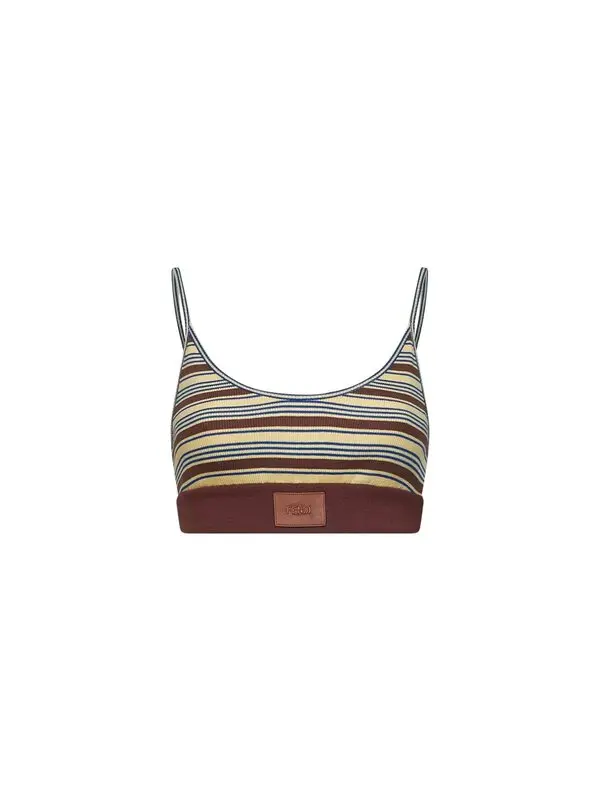 Fendi Striped Cotton Knit Bralette Top - Multicolor