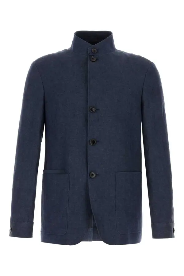 Zegna Navy Linen Blazer