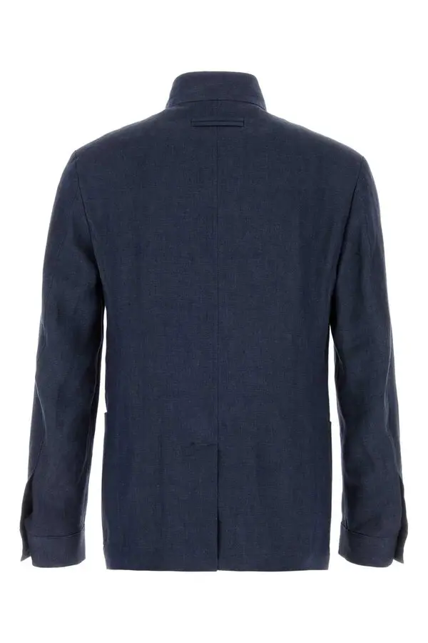 Zegna Navy Linen Blazer
