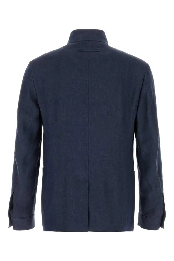 Zegna Navy Linen Blazer