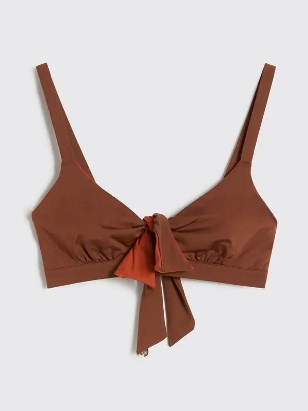 Max Mara Off-the-shoulder Polyamide V-neck Bikini Top