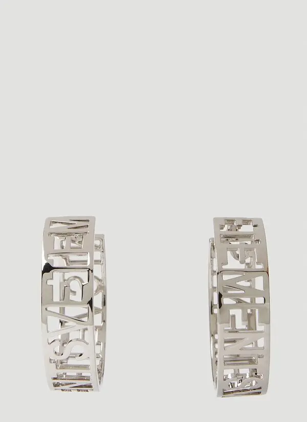 Vetements Logo Hoop Earrings - Silver