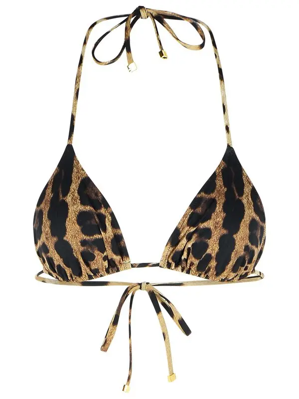 Dolce & Gabbana Leopard Print Swimsuit In Polyamide Blend - Brown