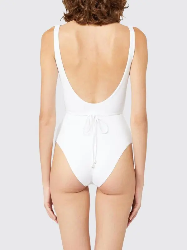 Max Mara Flocked Logo One-piece Swimsuit - White