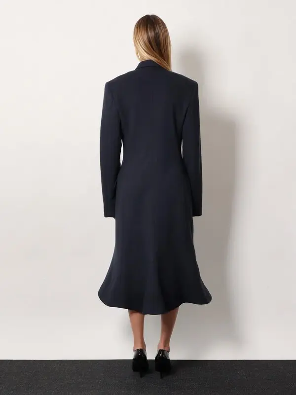 Balenciaga Godet Midi Double-breasted Wool Coat
