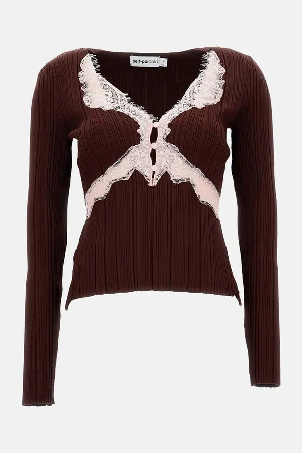 SELF-PORTRAIT Lace Knit Top - Multicolor