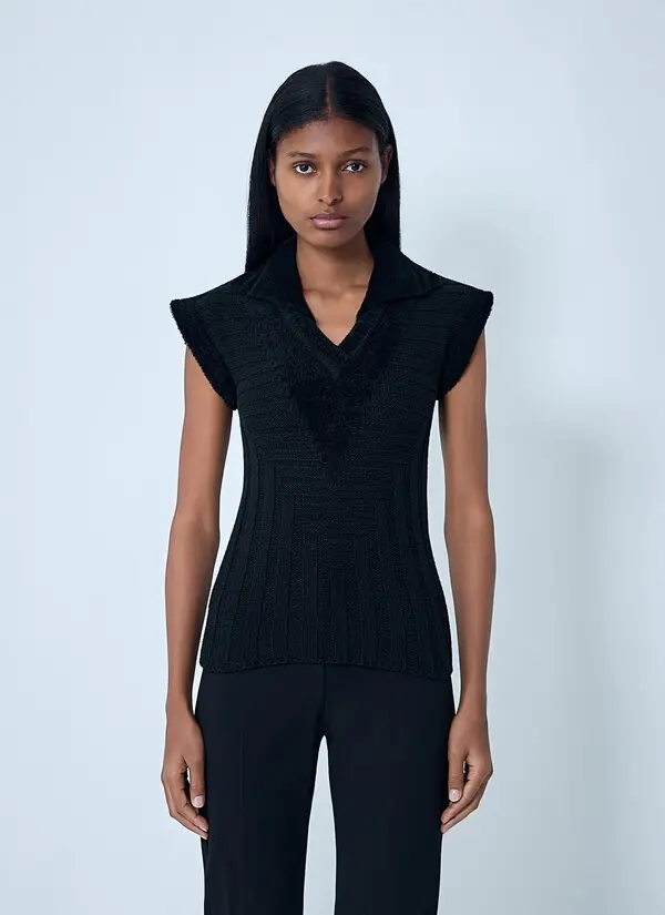 KIKO KOSTADINOV Knitted Polo Vest - Black