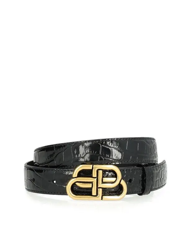Balenciaga Thin Belt Bb - Black