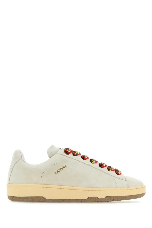 LANVIN Chalk Suede Lite Curb Sneakers - White