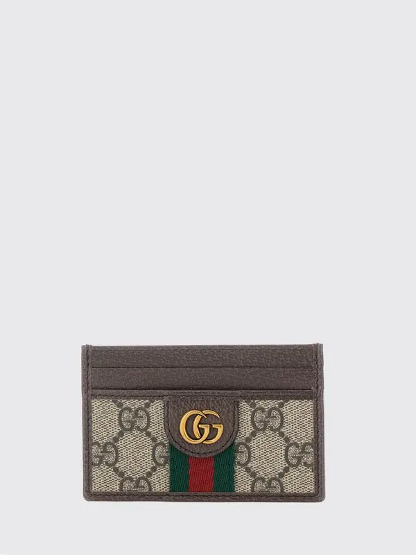 Gucci Ophidia Gg Supreme Card Holder With Web Stripe - Brown