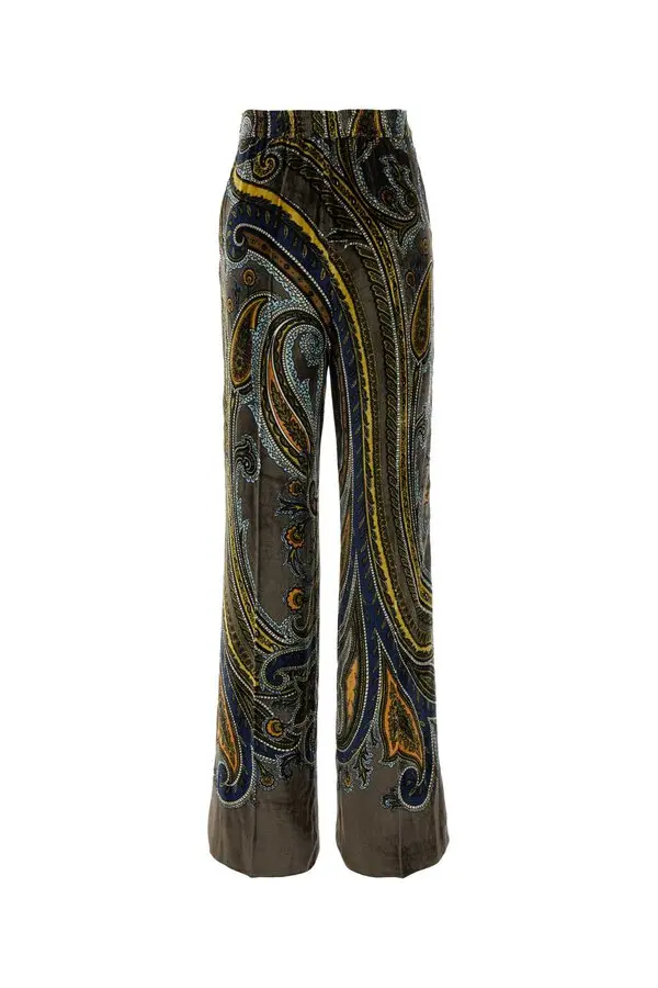 Etro Printed Velvet Palazzo Pant