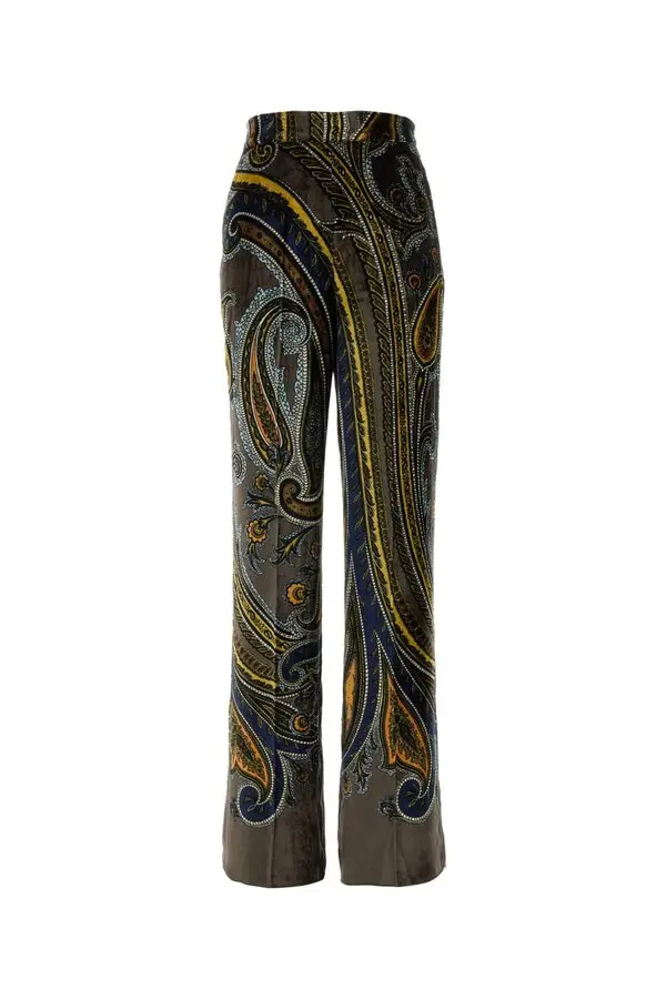 Etro Printed Velvet Palazzo Pant - Multicolor