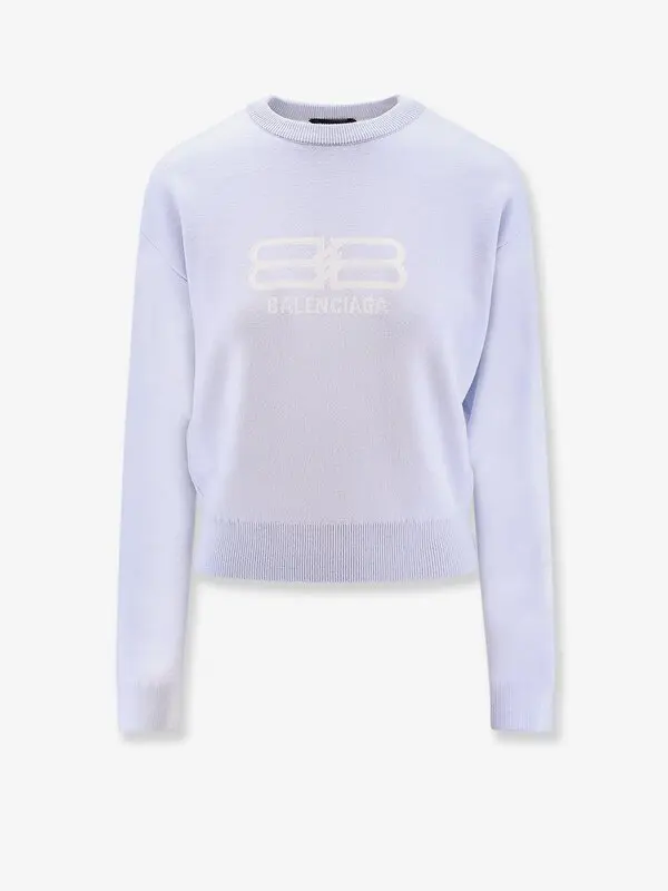 Balenciaga Wool And Cotton Blend Sweater - Blue