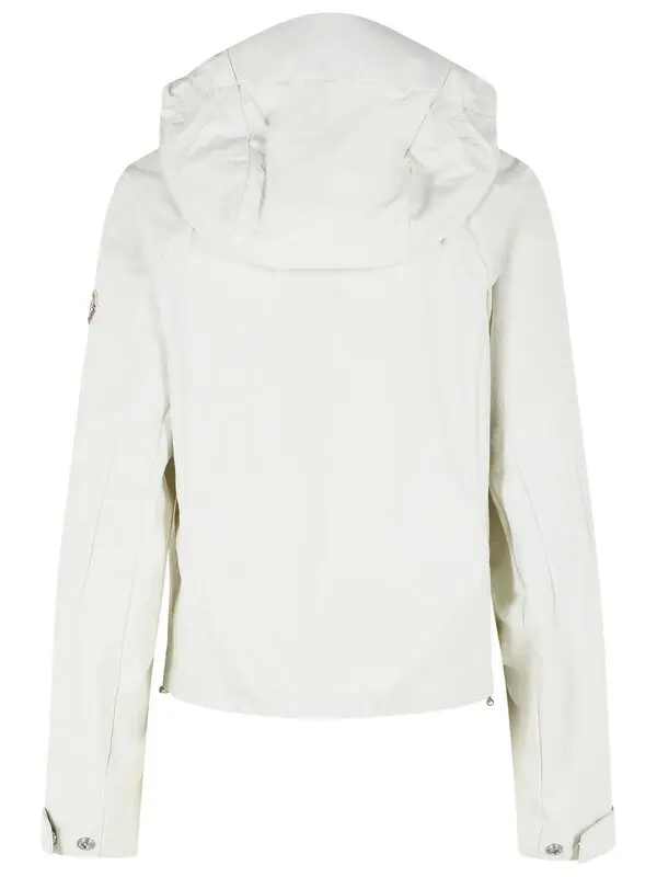 Moncler Lasanca' Hooded Jacket In Ivory Polyamide - White
