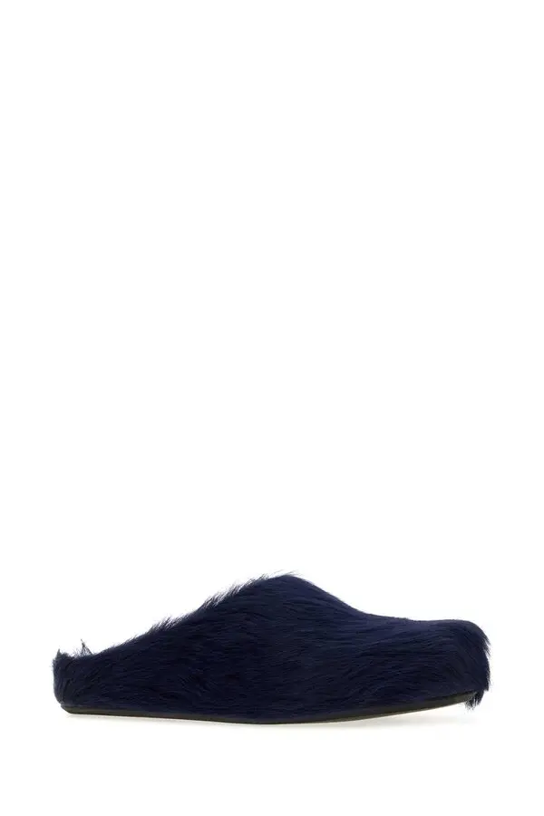 Marni Navy Calf Hair Fussbett Slippers - Blue