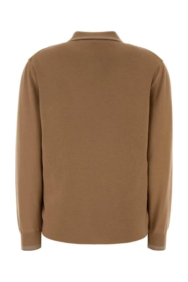 Miu Miu Camel Wool And Suede Cardigan