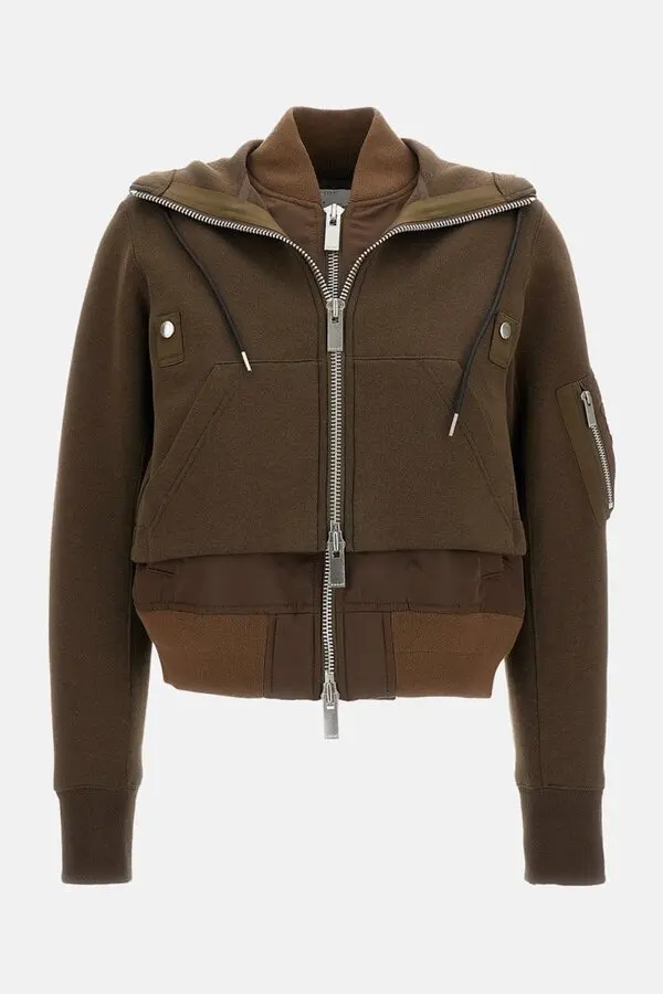 Sacai Bomber-style Hooded Sweatshirt - Multicolor
