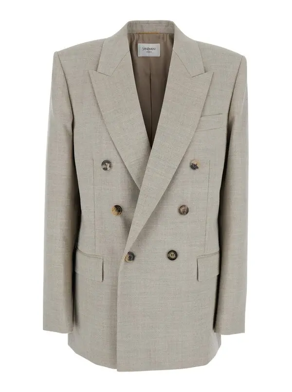 Saint Laurent Wool Double-breasted Jacket - Multicolor