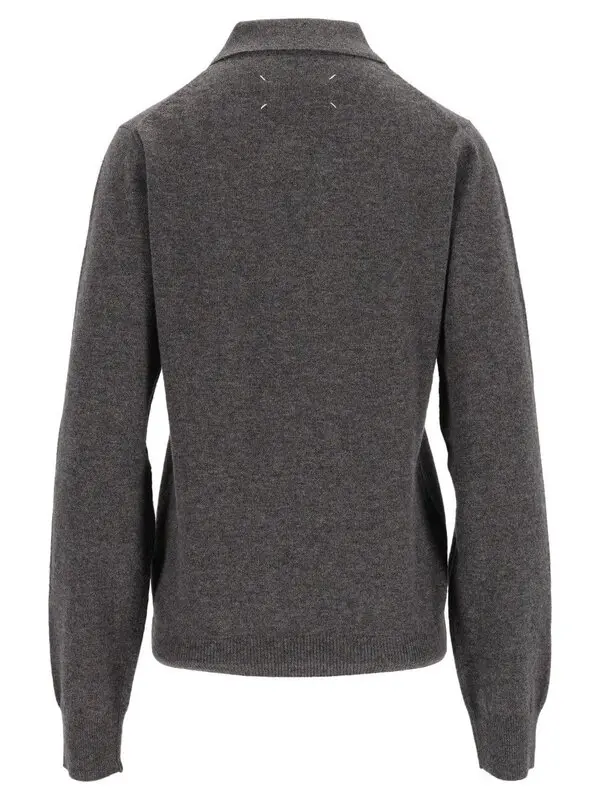 MAISON MARGIELA Virgin Wool Polo Sweater - Gray
