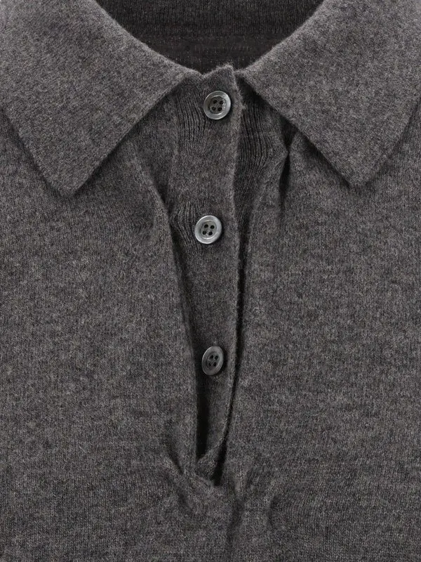 MAISON MARGIELA Virgin Wool Polo Sweater - Gray