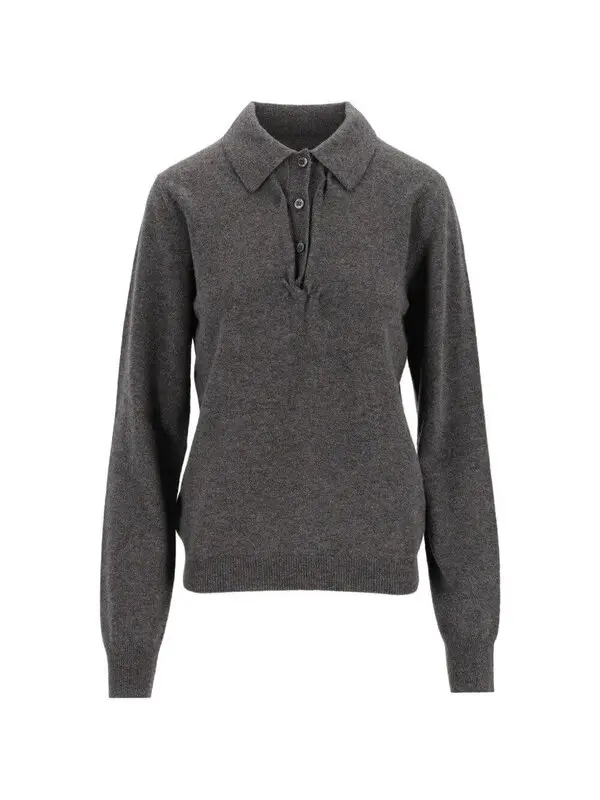 MAISON MARGIELA Virgin Wool Polo Sweater - Gray