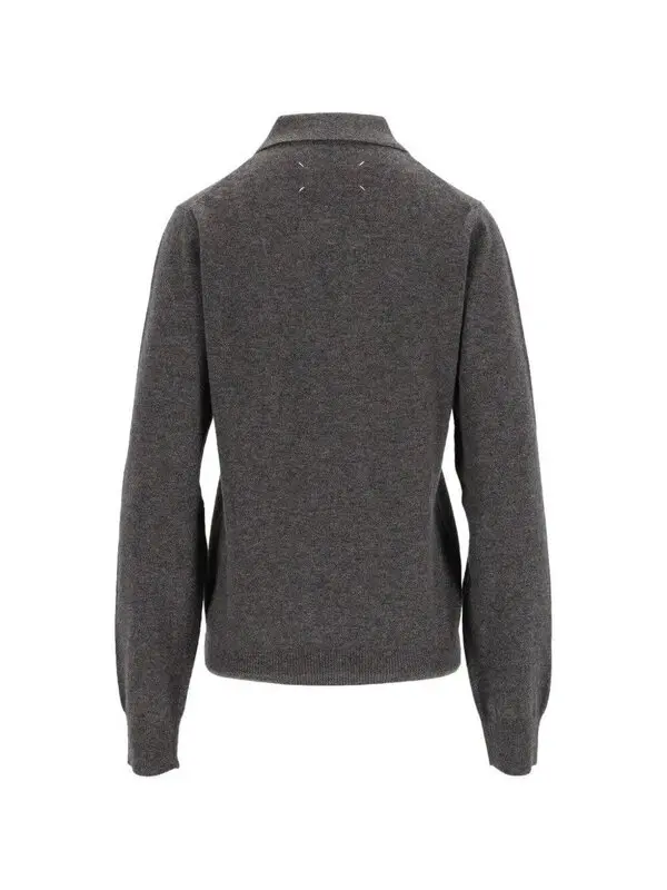 MAISON MARGIELA Virgin Wool Polo Sweater - Gray