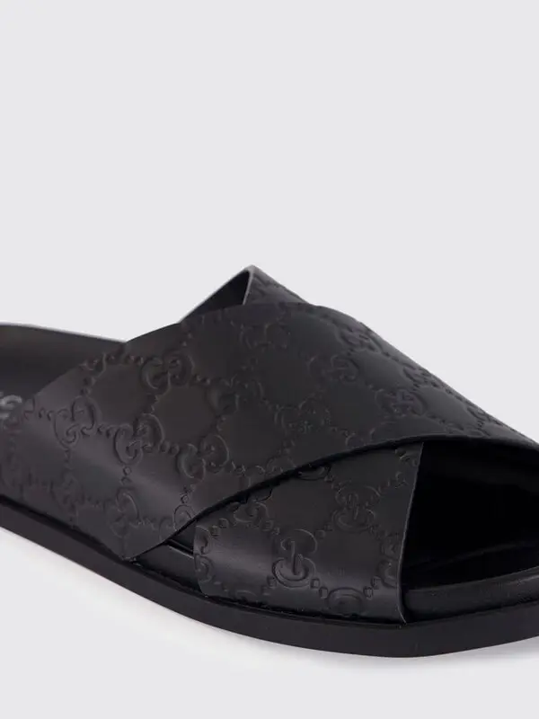 Gucci Leather Gg Monogram Sandals