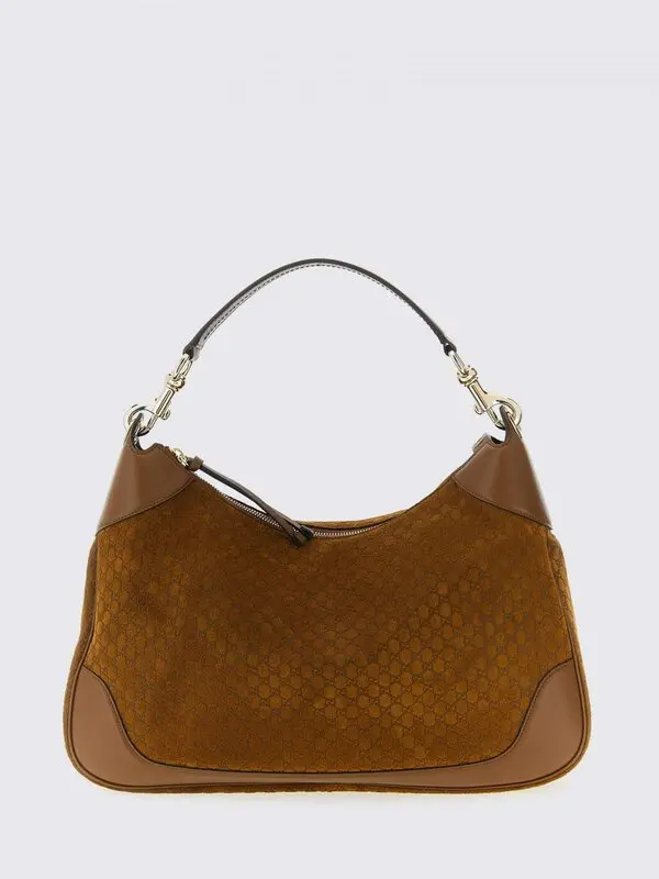 Gucci Suede Hobo Bag With Embossed Gg Monogram