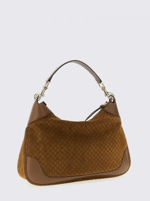 Gucci Suede Hobo Bag With Embossed Gg Monogram