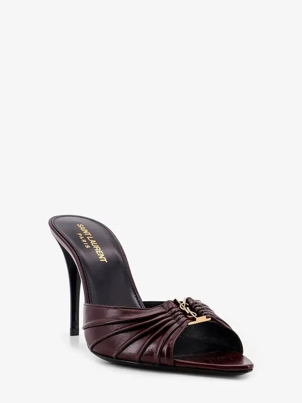 Saint Laurent Babylone 90 Bordeaux Leather Sandals - Multicolor