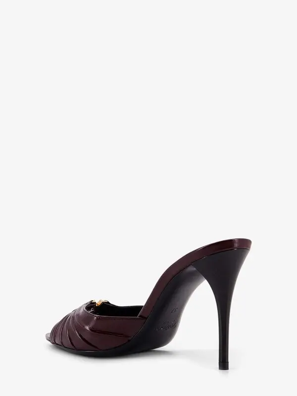 Saint Laurent Babylone 90 Bordeaux Leather Sandals - Multicolor