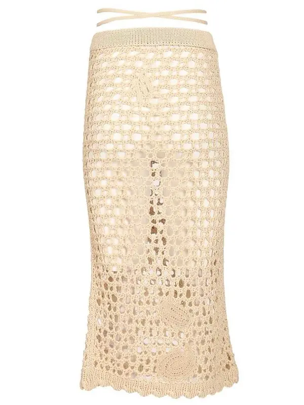 Attico Cotton Midi Skirt - Cream