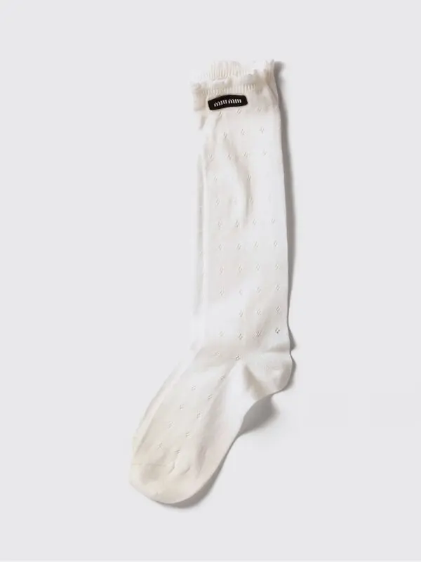 Miu Miu Cotton Pointelle Socks With Logo