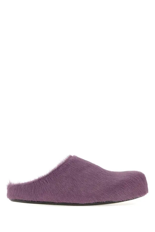 Marni Calf Hair Fussbett Slippers - Purple
