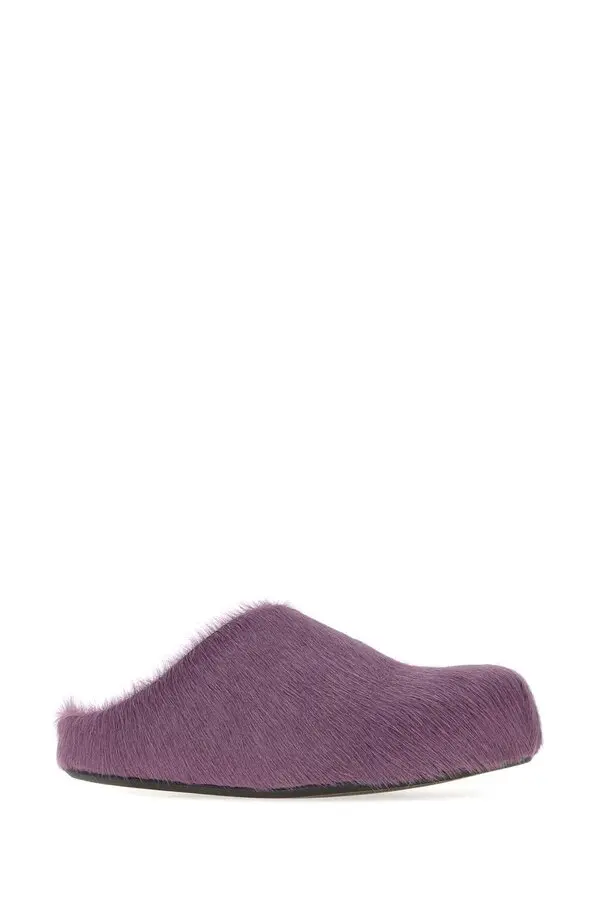 Marni Calf Hair Fussbett Slippers - Purple