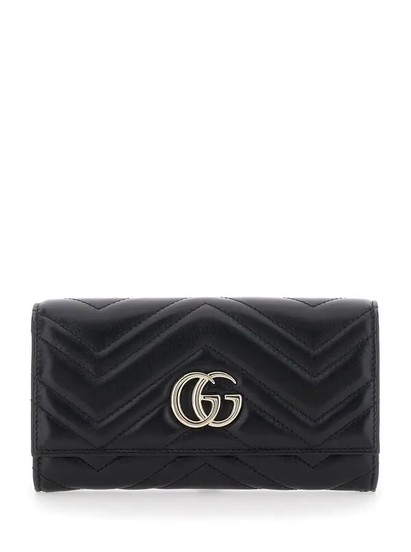 Gucci Gg Marmont Continental' Black Wallet With Quilted Design And Gg Logo In Leather For - Multicolor